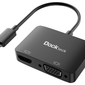 USB C to HDMI VGA Adapter, Dockteck 2 in 1 HDMI VGA Adapter, USBC VGA to HDMI for MacBook Pro/Air, iPad Pro, Chromebook, Surface Pro, Dell Xps, Galaxy