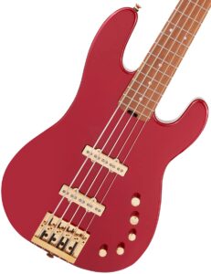 charvel pro-mod san dimas bass guitar jj v, caramelized maple fingerboard (candy apple red)