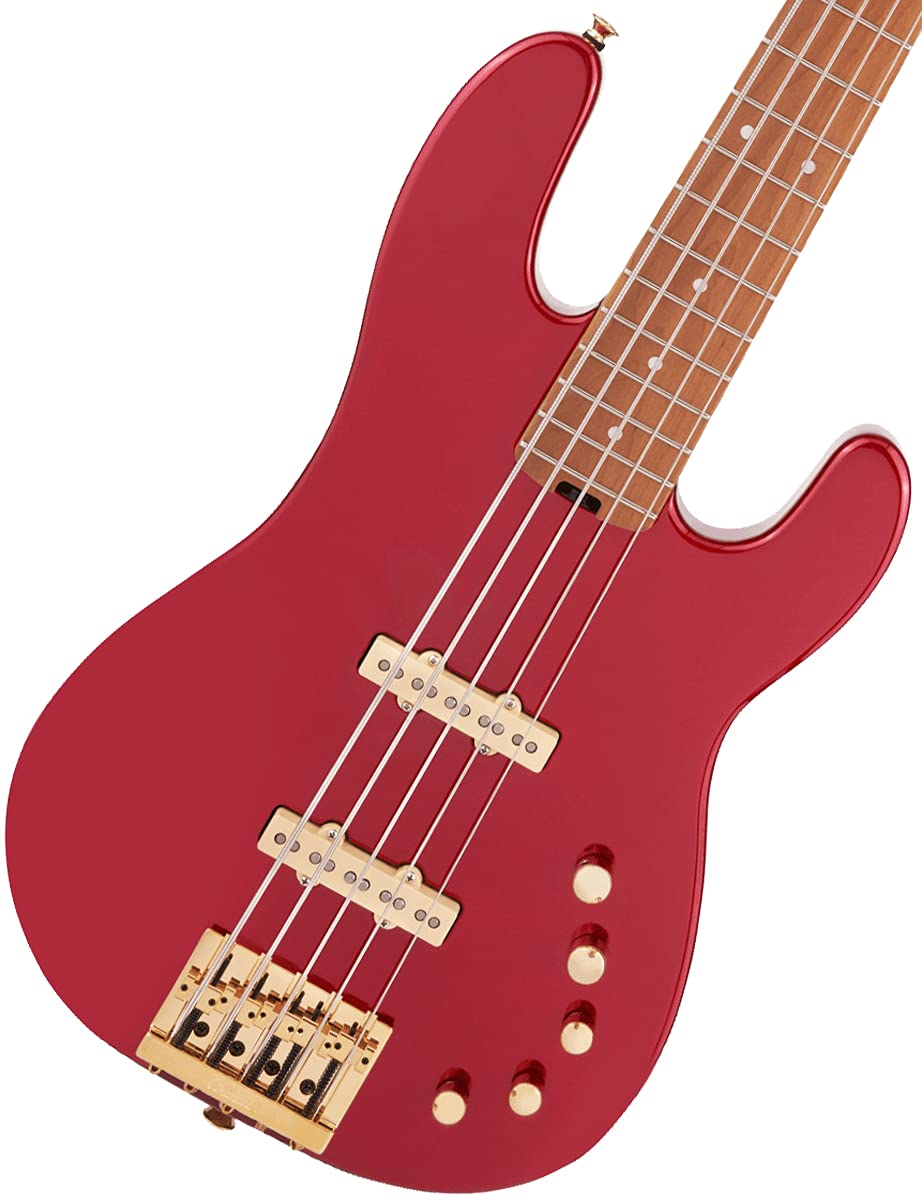 Charvel Pro-Mod San Dimas Bass Guitar JJ V, Caramelized Maple Fingerboard (Candy Apple Red)