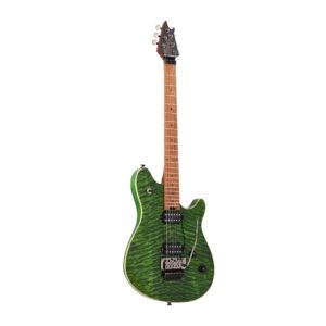 evh wolfgang standard qm electric guitar - transparent green