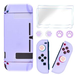 dlseego switch full protective case cover design for nintendo switch joy-con controllers with glass screen protector, anti-scratch [baby skin touch] grip cover - purple