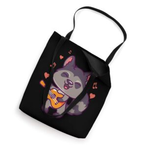 Valentine Raccoon Playing Guitar Heart Love Singing Raccoon Tote Bag