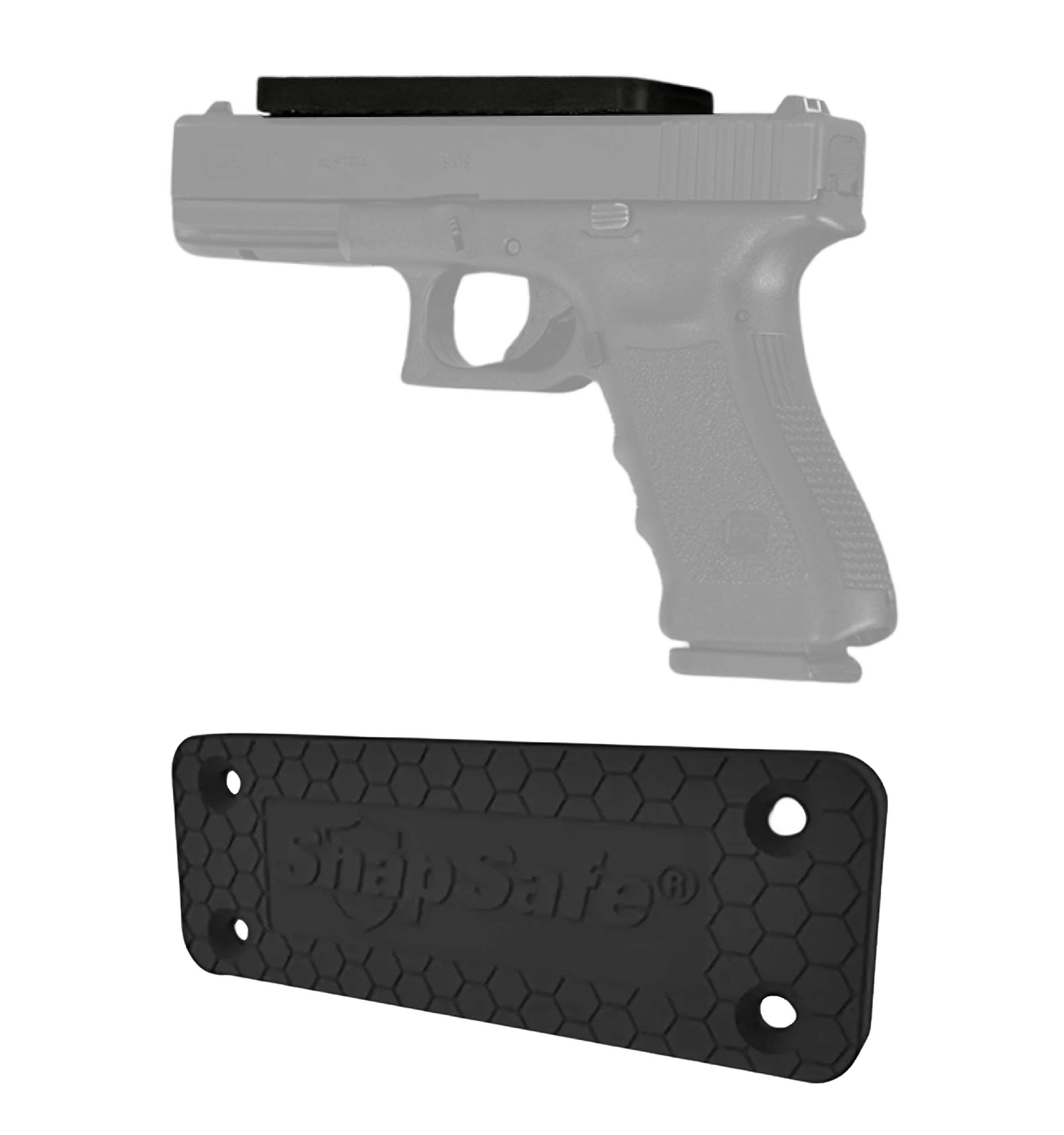 SnapSafe Magnetic Gun Mount 75912-Non-Scratch Rubber Coated Gun Magnet Mount for Pistols, Handguns, Revolvers, & Firearm Accessories - Magnetic Gun Holder Rated for 43 Pounds, Includes Mounting Screws