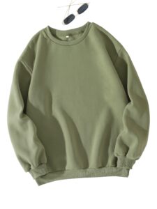 floerns women's casual long sleeve crewneck pullovers tops solid sweatshirt army green l