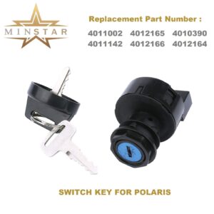 Ignition Key Switch for Polaris Sportsman 400 500 600 700 800,Ranger 500 700 900 1000, RZR 800 900 1000,Magnum 250. Replaces # 4011002,4012165,4011142,4012166