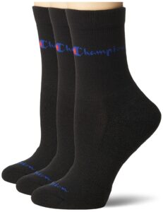 champion womens women's mid crew compression sport socks, black, 5 9 us