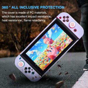 DLseego Switch Full Protective Case Cover Design for Nintendo Switch Joy-Con Controllers with Glass Screen Protector, Anti-Scratch [Baby Skin Touch] Grip Cover - Purple