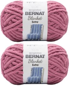 bernat yarn blanket extra blanket yarn, jumbo gauge #7, 2-pack (burnt rose)