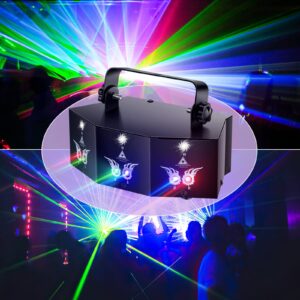 u`king party lights 9 lens dj disco ball rgb led stage lighting with sound activated and remote control laser lights for parties birthday wedding karaoke bar stage live show