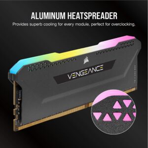 Corsair VENGEANCE RGB PRO SL DDR4 32GB (2x16GB) 3600MHz CL18 Intel XMP 2.0 AMD Ryzen iCUE Compatible Computer Memory - Black (CMH32GX4M2D3600C18)