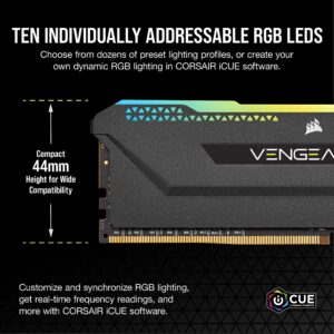 Corsair VENGEANCE RGB PRO SL DDR4 32GB (2x16GB) 3600MHz CL18 Intel XMP 2.0 AMD Ryzen iCUE Compatible Computer Memory - Black (CMH32GX4M2D3600C18)