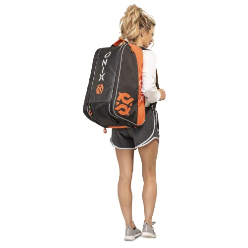 ONIX Pickleball Pro Team Long-Lasting Durability Hook and Loop Closure Easy to Carry Straps with Pockets Paddle Bag — Orange/Black