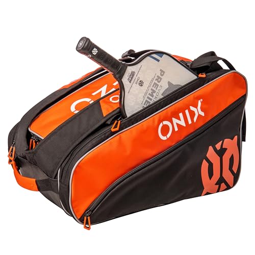 ONIX Pickleball Pro Team Long-Lasting Durability Hook and Loop Closure Easy to Carry Straps with Pockets Paddle Bag — Orange/Black