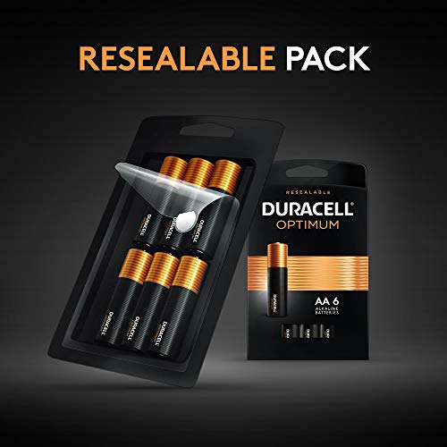 Duracell Optimum AAA Batteries, 22 Count Pack Triple A Battery with Long-lasting Power, Resealable Package for Storage, All-Purpose Alkaline AAA Battery for Household and Office Devices