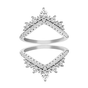 women's brilliant cut round cz band guard enhancers engagement stacking wedding ring set 925 sterling silver (size 6)