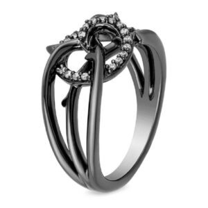 Ritika Created Round Cut White Diamond in 925 Sterling Silver 14K Black Gold Over Enchanted Villains Maleficent Diamond Wedding Engagement Ring for Women's