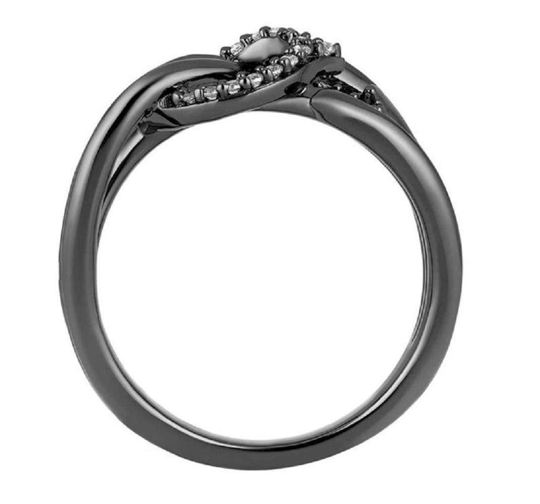 Ritika Created Round Cut White Diamond in 925 Sterling Silver 14K Black Gold Over Enchanted Villains Maleficent Diamond Wedding Engagement Ring for Women's