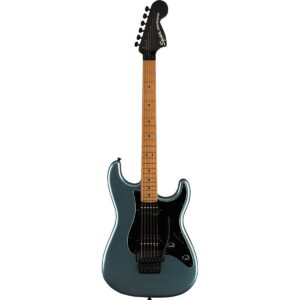 squier contemporary stratocaster hh floyd rose electric guitar, with 2-year warranty, gunmetal metallic, roasted maple fingerboard