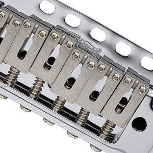 Wilkinson WVP6-SB 54mm 5+1 Hole SUS Stainless Steel Saddles Guitar Tremolo Bridge with Full Solid Steel Block for Import Strat and Japan Strat, Chrome