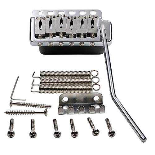 Wilkinson WVP6-SB 54mm 5+1 Hole SUS Stainless Steel Saddles Guitar Tremolo Bridge with Full Solid Steel Block for Import Strat and Japan Strat, Chrome