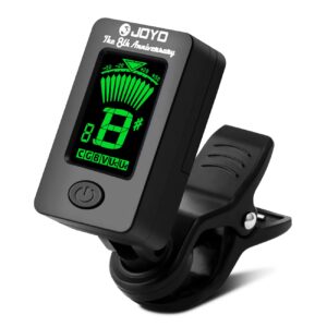 joyo guitar tuner clip on digital electronic tuner for guitar, bass, ukulele, violin, mandolin, acoustics calibration tuner (jt-01, black, 1pc)