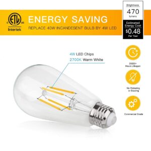 liveMAX Vintage Edison LED Bulb,Antique 40W Vintage Edison Bulb,E26 Light Bulb Led Bulb 400 Lumens Warm White 2700K,Pack of 6(Non Dimmable)