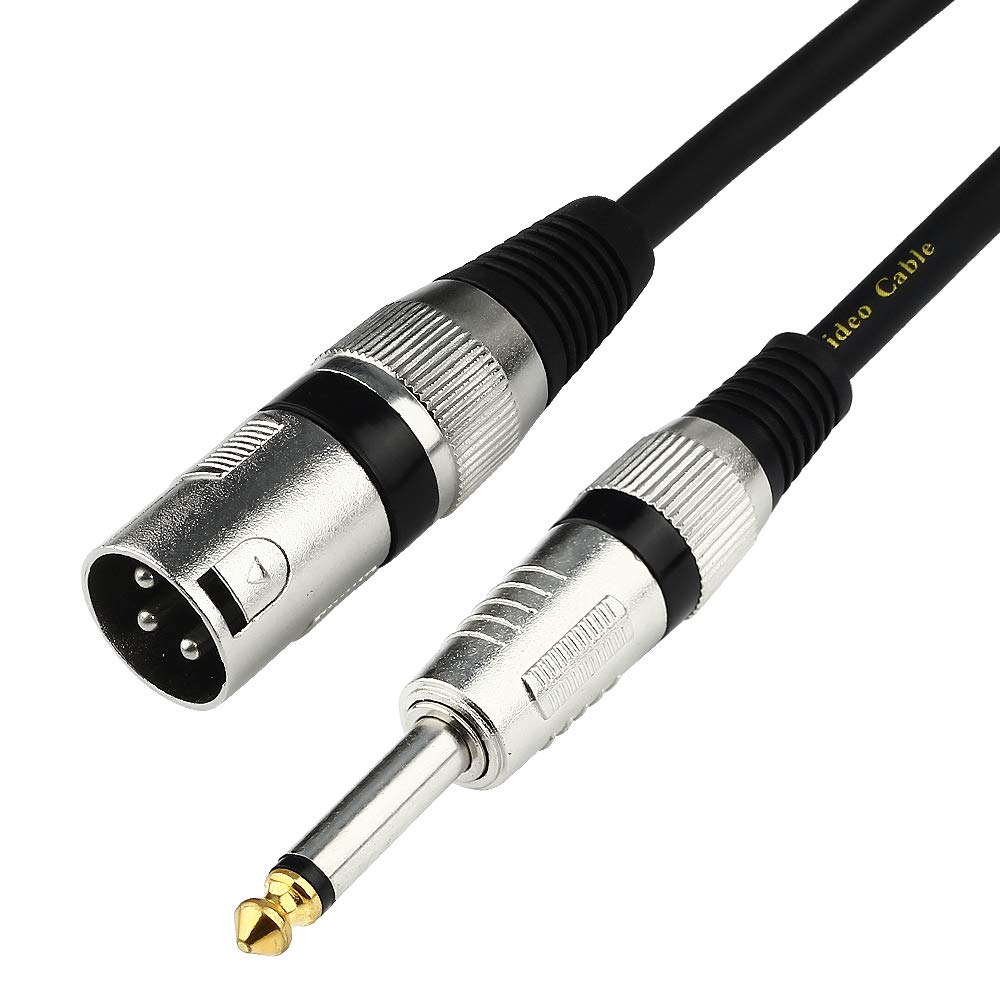 Disino Unbalanced 6.35mm(1/4 inch) TS Mono to XLR Male Cable Gold Plated Quarter inch to Male XLR Microphone Cable Interconnect Cable - 3 Feet/1 Meter