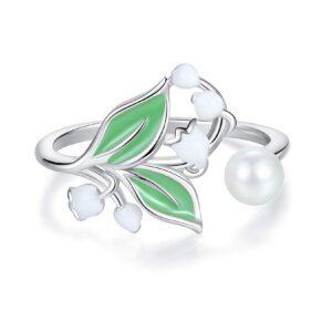 viki lynn 925 sterling silver lily of the valley flower open ring wedding engegament ring for women