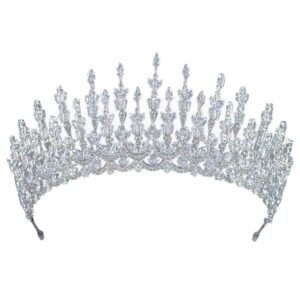 jorsnovs cubic zirconia bridal crowns for women silver wedding tiaras cz princess birthday party headpieces zircon hairbands