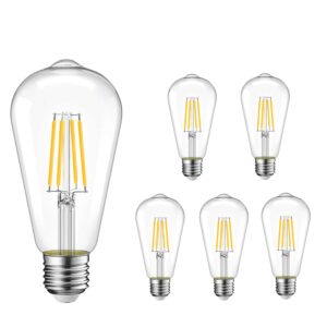 livemax vintage edison led bulb,antique 40w vintage edison bulb,e26 light bulb led bulb 400 lumens warm white 2700k,pack of 6(non dimmable)