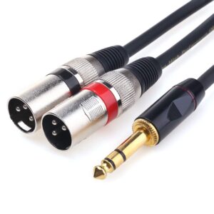 disino 1/4 trs to dual xlr male y-splitter stereo breakout cable 1/4 inch(6.35mm) to 2 xlr patch cable - 3.3 ft/1m