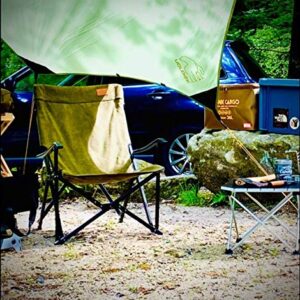 CAMPINGMOON Foldable Cotton Canvas Campfire Bonfire Open Fire Pits Camping Chair Low Style Chair Khaki F-1003C-K