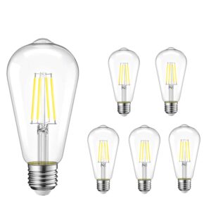 livemax vintage edison led bulb,antique 40w vintage edison bulb,e26 light bulb led bulb 400 lumens daylight 4000k,pack of 6(non dimmable)