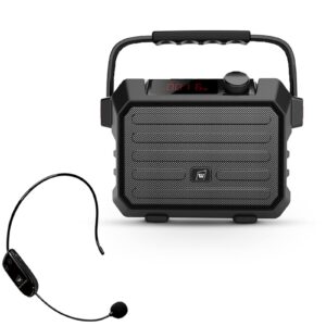 30w voice amplifier wireless microphone and speaker set portable handheld mini pa system for teachers, classroom, rechargeable bluetooth 5.0 pa speaker supports echo, fm, recording, aux, tf card, usb