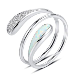 viki lynn 925 sterling silver opal helix stacking rings with cubic zirconia spiral rings for women