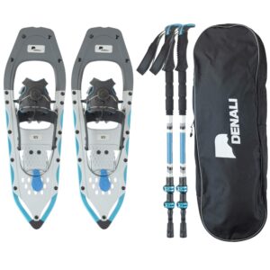 denali winter sports | sawtooth spin snowshoe kit | 8 x 25 | aluminum trekking poles | carry shoe bag | outdoor snow shoes