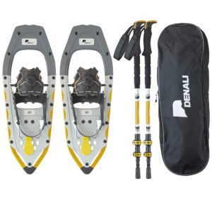 denali winter sports | sawtooth spin snowshoe kit | 8 x 21 | aluminum trekking poles | carry shoe bag | outdoor snow shoes