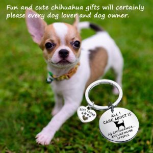 TIIMG Chihuahua Dog Keychain Chihuahua Mom Dad Gift Pet Dog Lover Gift Gift for Chihuahua Love (All care chihuahua)