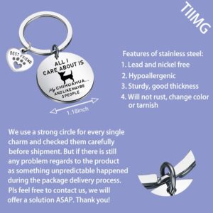 TIIMG Chihuahua Dog Keychain Chihuahua Mom Dad Gift Pet Dog Lover Gift Gift for Chihuahua Love (All care chihuahua)