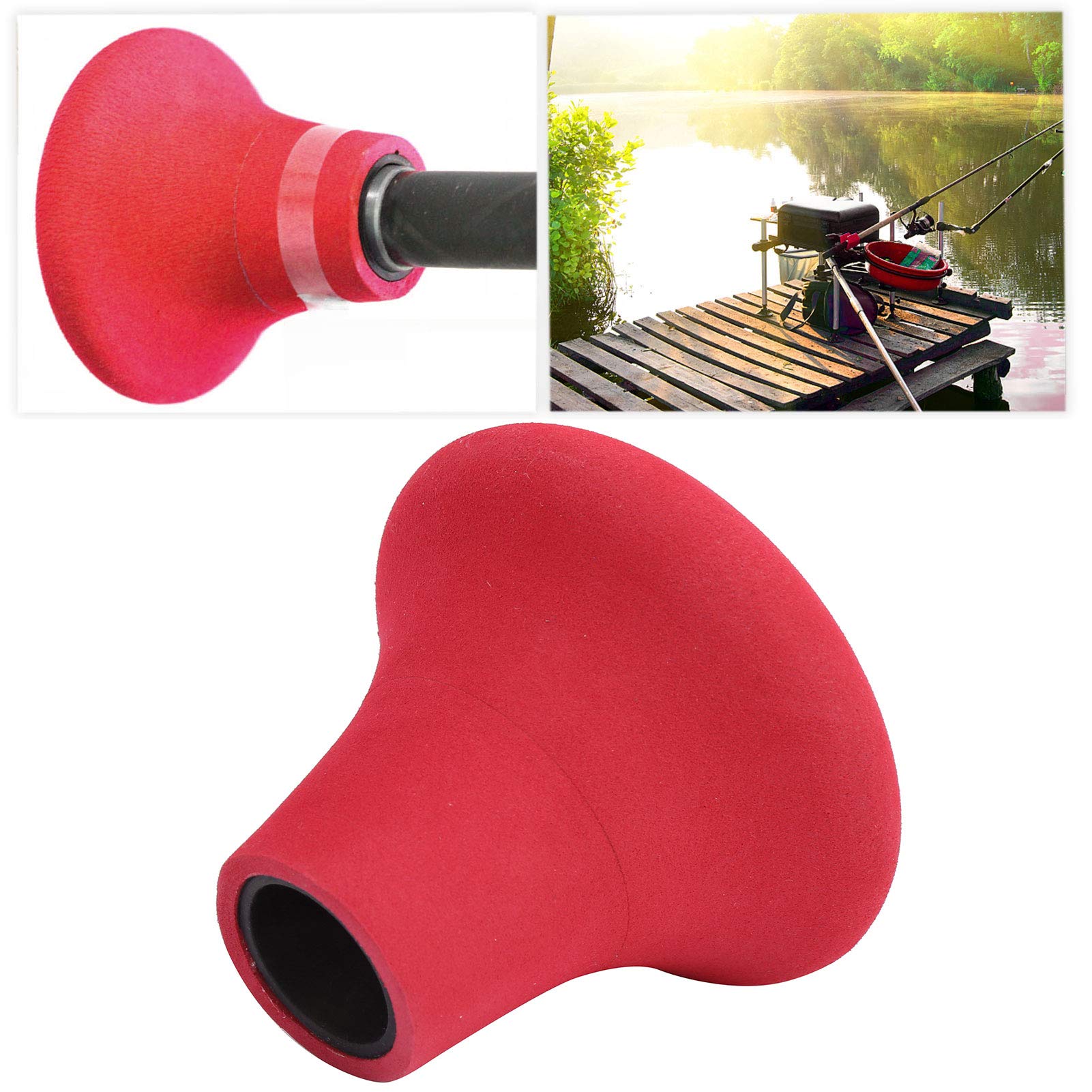 Fishing Rod Butt Cushion, Spherical EVA Practical Fishing Rod Support, Salt Water Resistant Shock‑Absorbing Not Slip Drift Fishing for Boat Fishing(red)