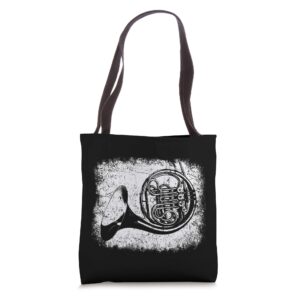 vintage marching band retro big band gifts french horn tote bag