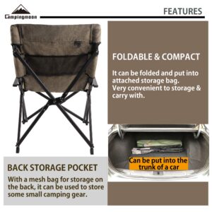 CAMPINGMOON Foldable Cotton Canvas Campfire Bonfire Open Fire Pits Camping Chair Low Style Chair Khaki F-1003C-K