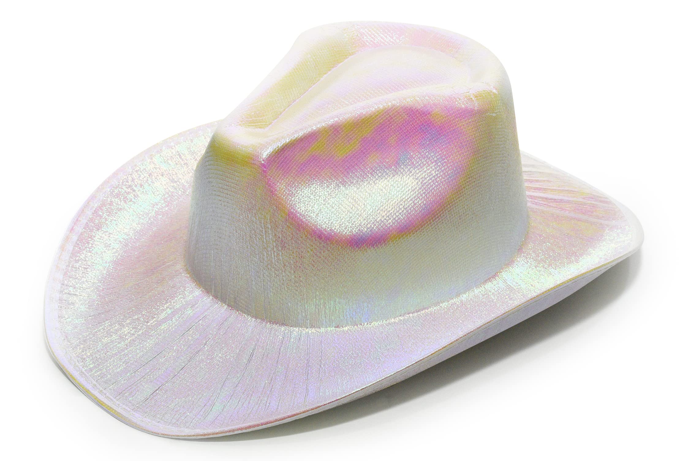 SoJourner Bags Neon Sparkly Glitter Space Cowboy Hat - Fun Metallic Silver Holographic Halloween Party Disco Cowgirl Hat for Birthday & Bachelorette