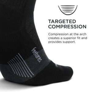 Feetures Merino 10 Cushion Crew Sock Stripe (1 pair) Large, Charcoal