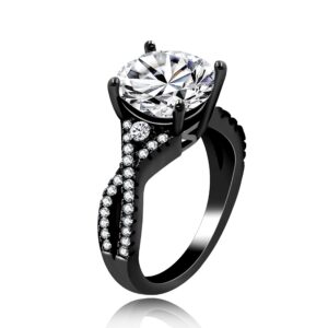 t brand black infinity rings for women best friends, big cubic zirconia solitaire accented anniversary rings for her (size 8)