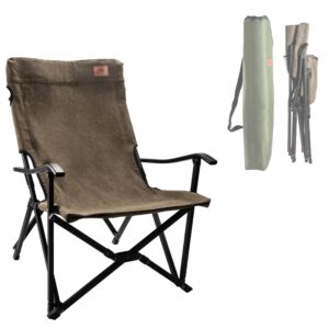 campingmoon foldable cotton canvas campfire bonfire open fire pits camping chair low style chair khaki f-1003c-k