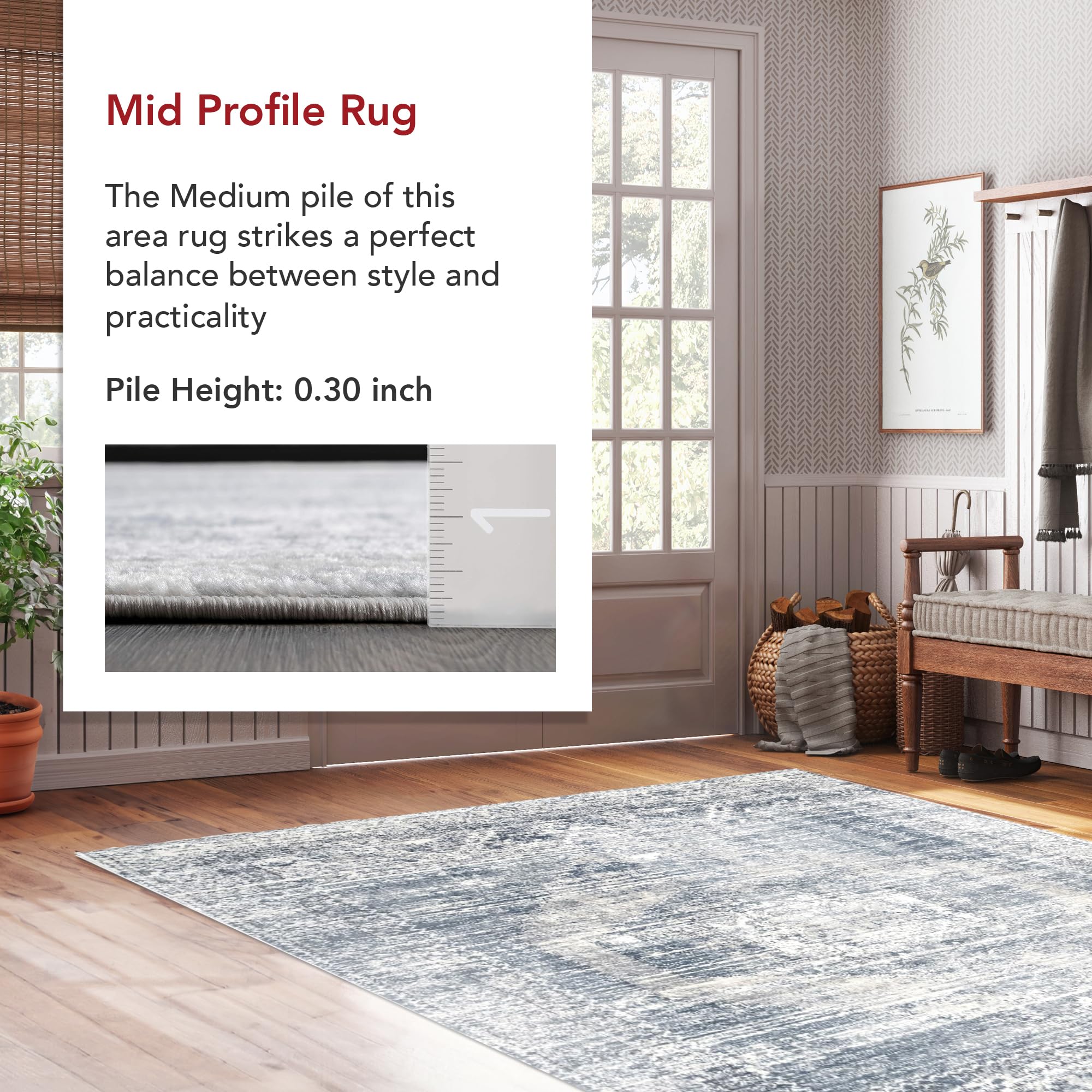 nuLOOM Jayla Barbed Iris Medallion Area Rug, 9x12, Blue