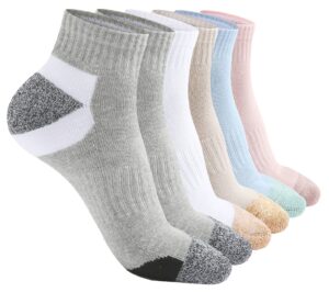 hepsibah womens athletic ankle socks cotton thick cushion low cut running sport tab socks 6 pack color mix 6pack size us shoe size 6-11