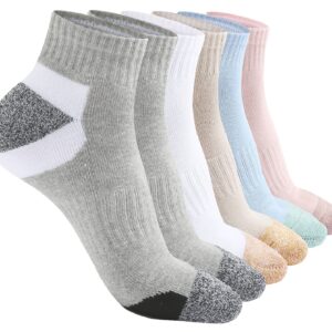 Hepsibah Womens Athletic Ankle Socks Cotton Thick Cushion Low Cut Running Sport Tab Socks 6 Pack Color Mix 6Pack Size US Shoe Size 6-11