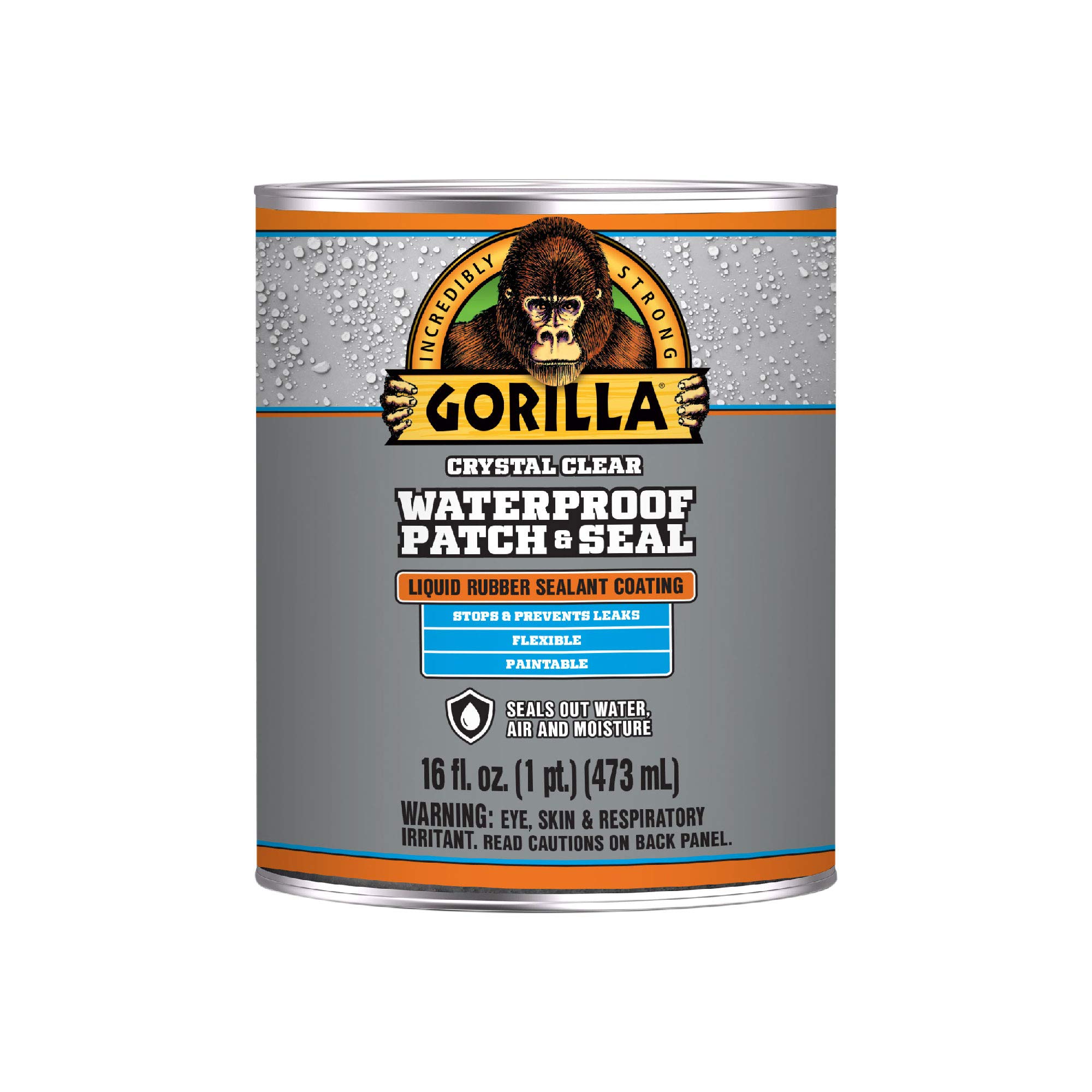 Gorilla Waterproof Patch & Seal Liquid Rubber Sealant, Crystal Clear, 16oz (Pack of 1)